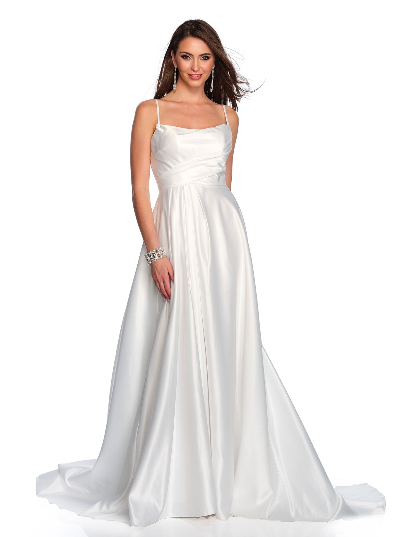 SPAGHETTI STRAP SATIN WEDDING DRESS – Dave & Johnny