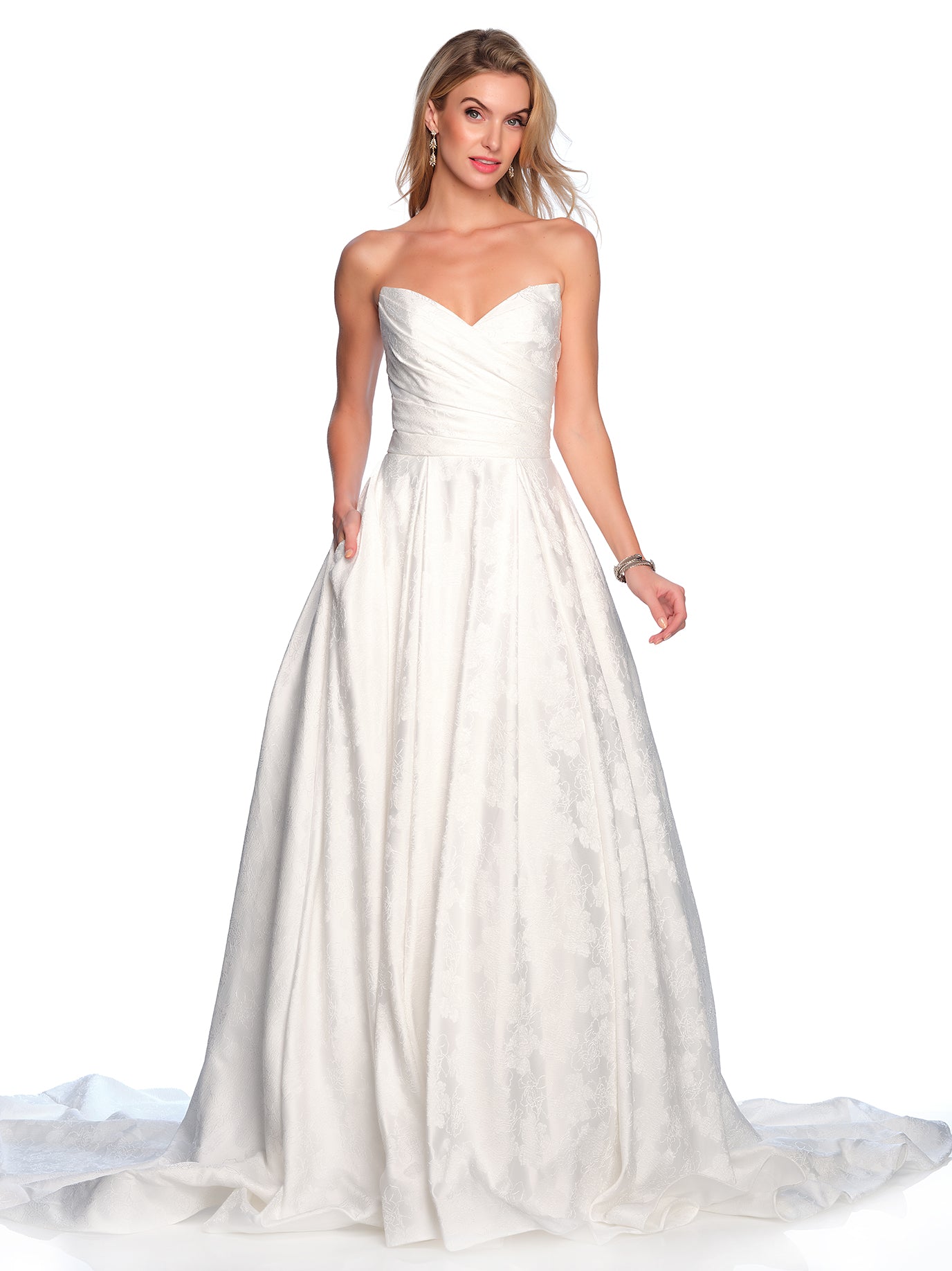 STRAPLESS BROCADE WEDDING GOWN PLUS SIZE – Dave & Johnny