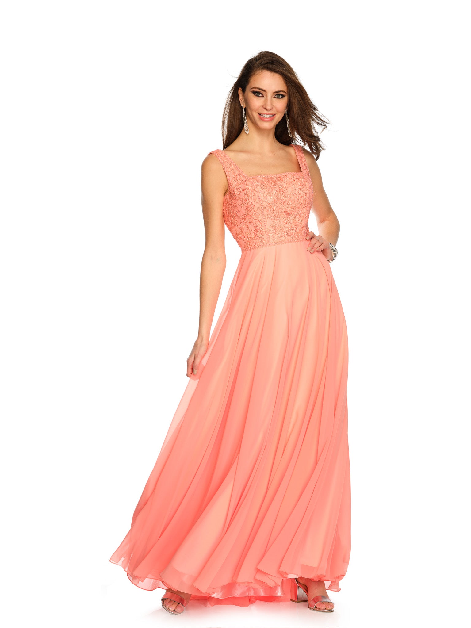 DEEP V-BACK LACE MAXI GOWN - Dave & Johnny