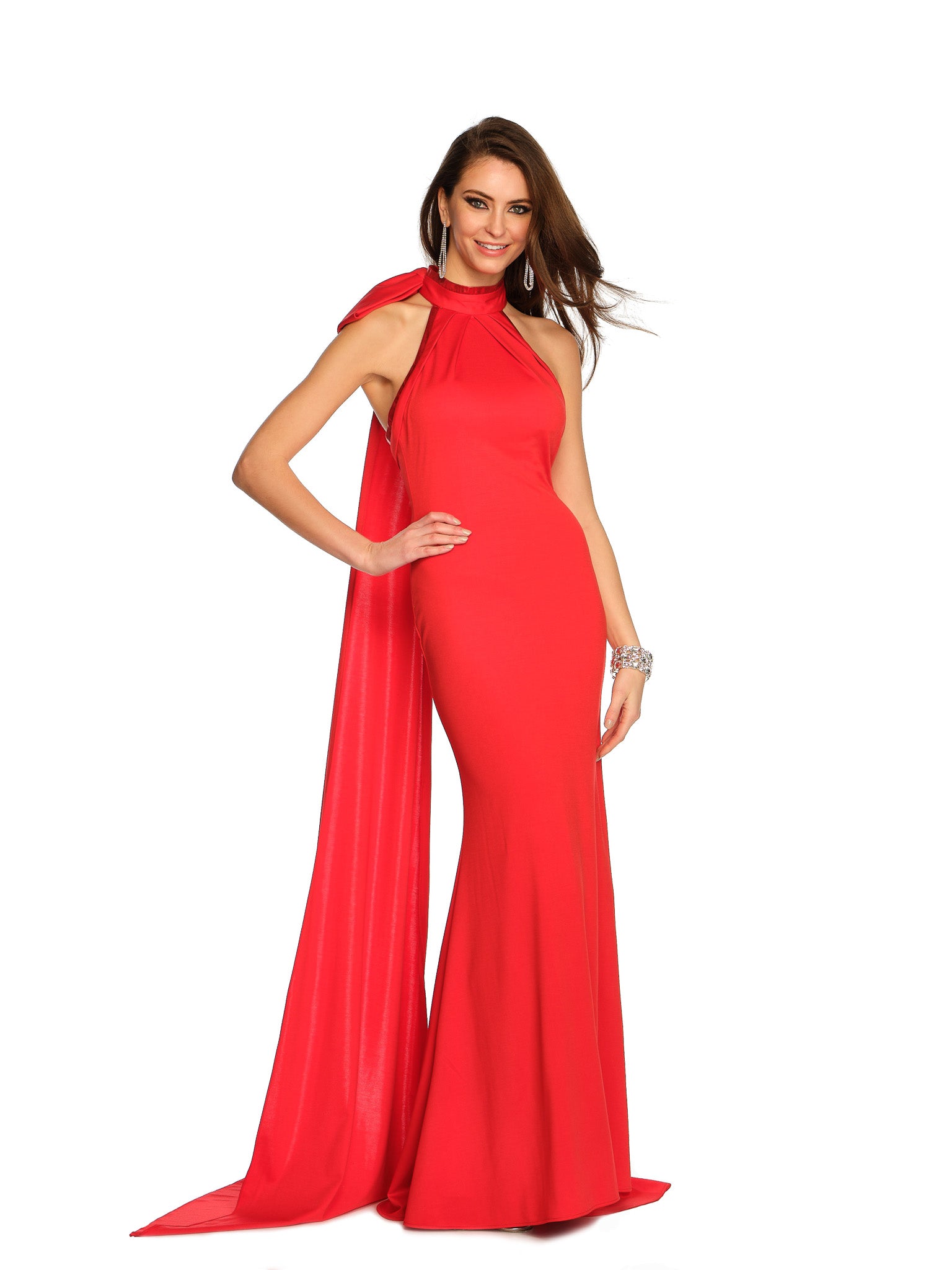 HIGH NECK LONG BOW TRUMPET GOWN - Dave & Johnny